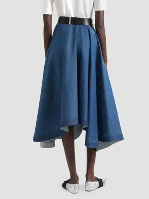 Givenchy Long Asymmetric Skirt In Denim