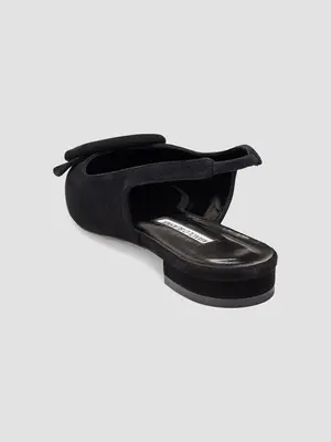 Manolo Blahnik Maylura Suede Slingback Flats - Black