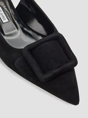 Manolo Blahnik Maylura Suede Slingback Flats - Black