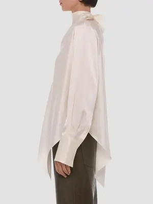 Helmut Lang Tie Neck Silk Long-sleeve Top