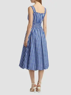 Sea Neci Gingham Cotton Scoopneck Midi-dress