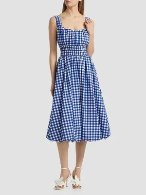 Sea Neci Gingham Cotton Scoopneck Midi-dress