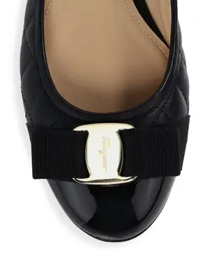 FERRAGAMO Varina Quilted Leather Ballet Flats - Nero