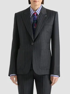 Givenchy Single-breasted Striped Blazer In Wool - Grey Mix
