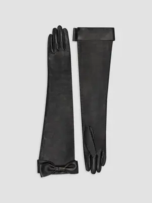 Givenchy Long Gloves In Nappa Leather With Bow - Black