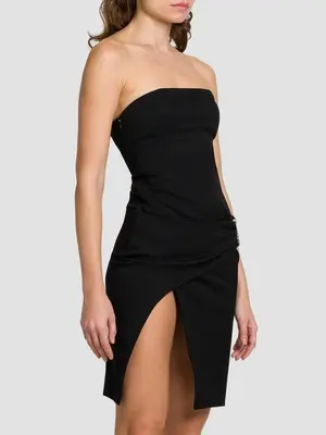 Attico Stretch Wool Gabardine Strapless Minidress