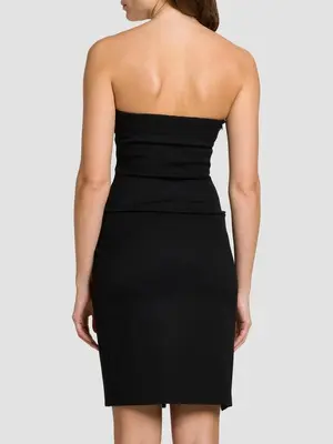 Attico Stretch Wool Gabardine Strapless Minidress