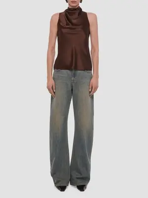 Helmut Lang Draped Sleeveless Silk Top