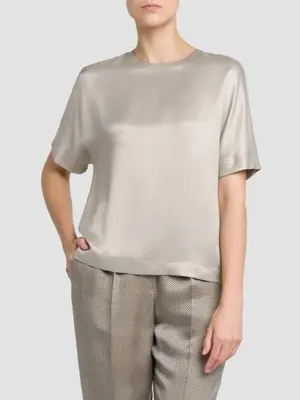 Giorgio Armani Satin Short-sleeve Blouse