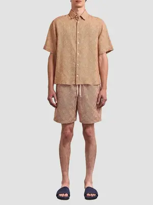 Frescobol Carioca Castro Angra Madeira-print Linen Button-front Shirt