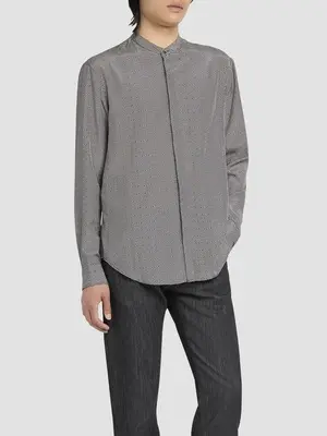 Giorgio Armani Wavy Chevron-print Silk-cotton Shirt