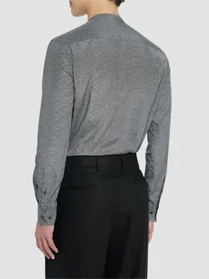 Giorgio Armani Wavy Chevron-print Silk-cotton Shirt