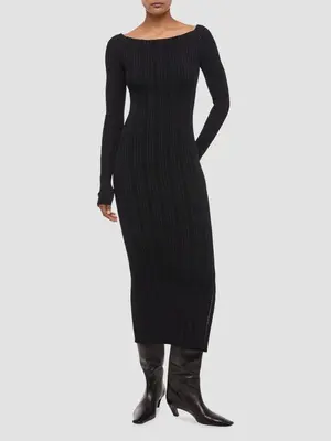 Helmut Lang Ribbed Pointelle Midi Dress