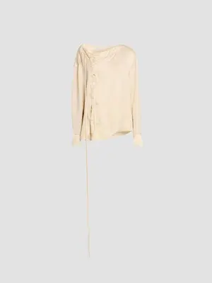 FERRAGAMO Satin Lace-up Blouse - Parchment