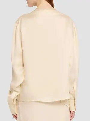 FERRAGAMO Satin Lace-up Blouse - Parchment