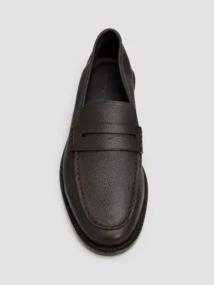 Manolo Blahnik Perry Leather Penny Loafers - Dark Brown