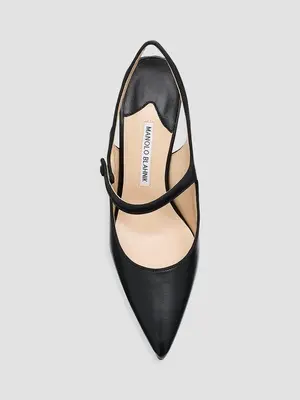 Manolo Blahnik Camparisli 90mm Leather Mary Jane Pumps - Black