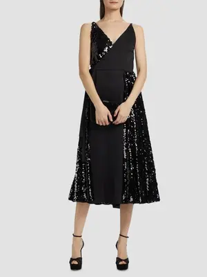 Philosophy Di Lorenzo Serafini Sequined Mixed Media Wrap Dress