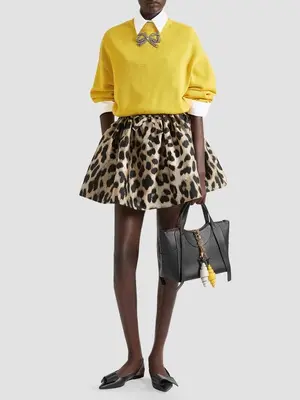Givenchy Mini Pleated Skirt In Leopard Jacquard