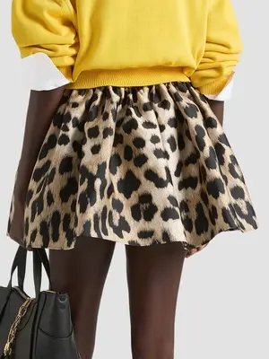 Givenchy Mini Pleated Skirt In Leopard Jacquard