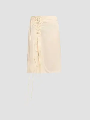 FERRAGAMO Lace-up Satin Knee-length Skirt - Parchment
