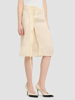 FERRAGAMO Lace-up Satin Knee-length Skirt