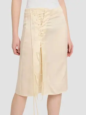 FERRAGAMO Lace-up Satin Knee-length Skirt