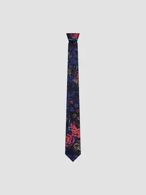 Givenchy Tie In Silk With Floral Print - Navy
