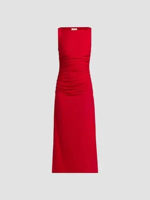 REFORMATION Benson Gathered Knit Midi-dress