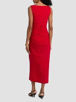 REFORMATION Benson Gathered Knit Midi-dress