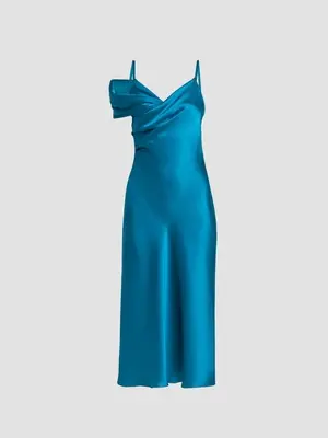 Alberta Ferretti Satin One-shoulder Gown - Blue