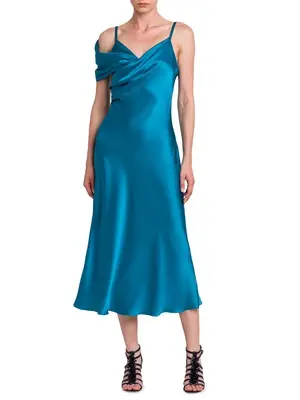 Alberta Ferretti Satin One-shoulder Gown