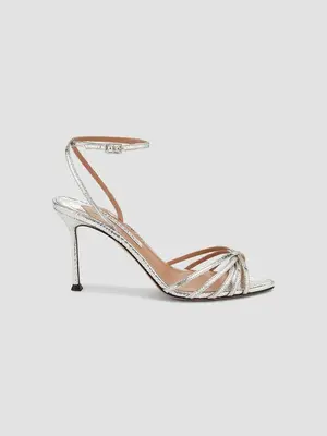 AQUAZZURA Tell Me 85mm Strappy Metallic Leather Sandals