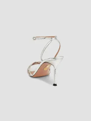 AQUAZZURA Tell Me 85mm Strappy Metallic Leather Sandals