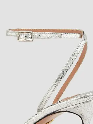 AQUAZZURA Tell Me 85mm Strappy Metallic Leather Sandals