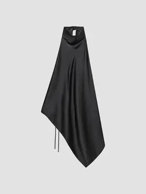 Helmut Lang Silk Charmeuse Tie Scarf Top - Black