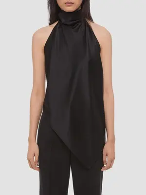 Helmut Lang Silk Charmeuse Tie Scarf Top
