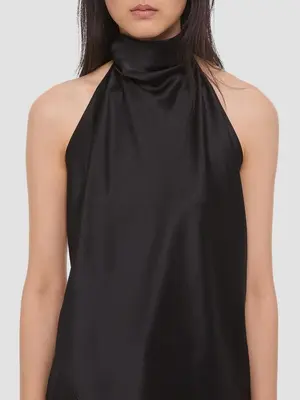 Helmut Lang Silk Charmeuse Tie Scarf Top - Black