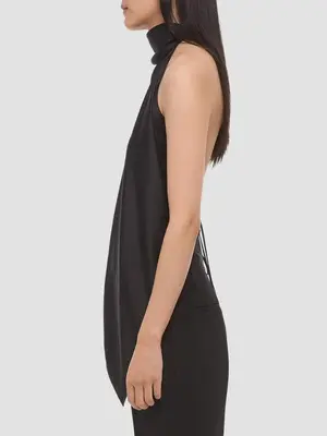 Helmut Lang Silk Charmeuse Tie Scarf Top - Black
