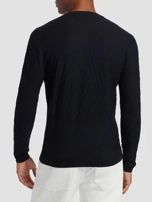 Emporio Armani Textured Wool Jacquard Crewneck Sweater