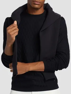 Emporio Armani Textured Wool Jacquard Crewneck Sweater