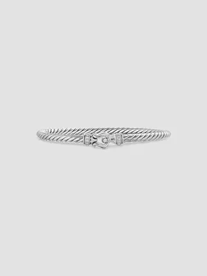 David Yurman Cable Flex Buckle Bracelet In Sterling - Diamond