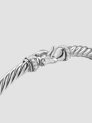 David Yurman Cable Flex Buckle Bracelet In Sterling - Diamond