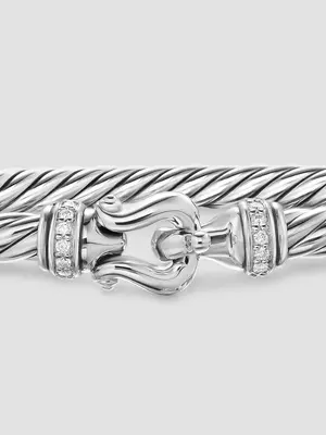 David Yurman Cable Flex Buckle Bracelet In Sterling - Diamond