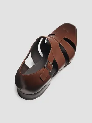 Manolo Blahnik Hickory Leather Fisherman Sandals