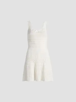 LoveShackFancy Darlena Pointelle Knit Minidress - Light Chai