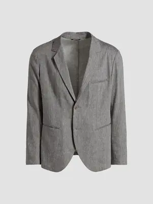 Giorgio Armani Notch Lapel Linen-wool Blazer - Grey