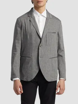Giorgio Armani Notch Lapel Linen-wool Blazer