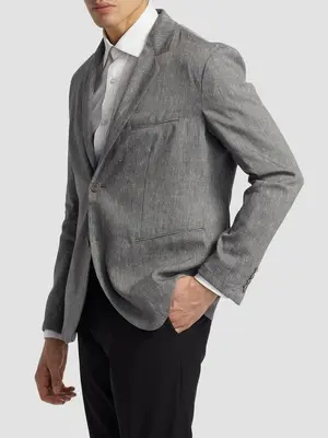 Giorgio Armani Notch Lapel Linen-wool Blazer