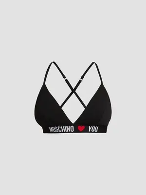 Moschino Logo Triangle Bikini Top - Black